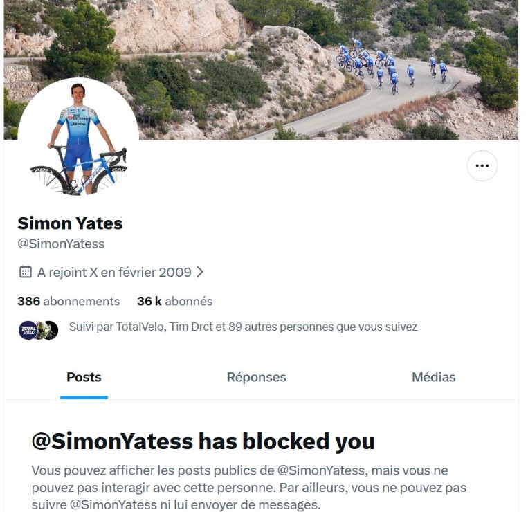 Simon Yates bloqueia rede social e gera especulação entre fãs
